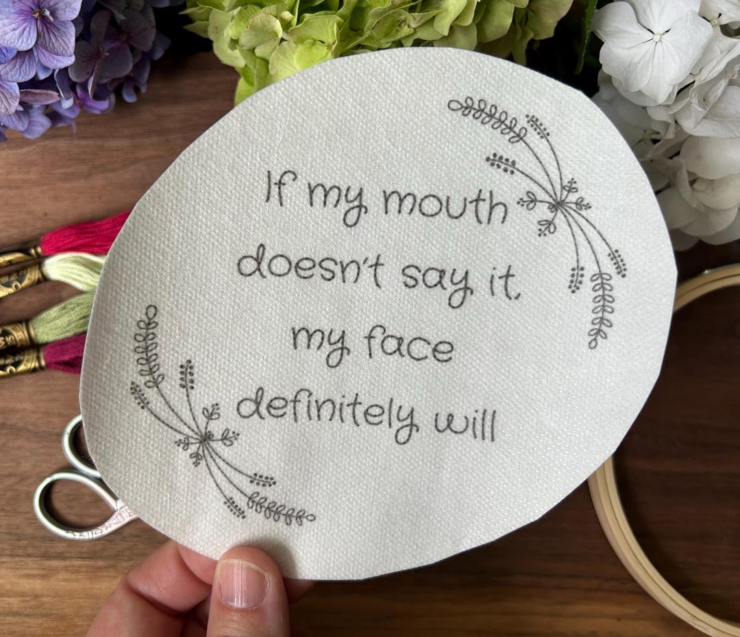 Snarky Hand Embroidery Pattern: Beginner Stick and Stitch Template ...