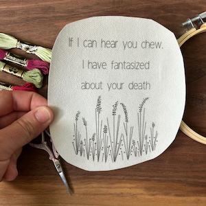 Snarky Hand Embroidery Pattern: Misophonia Stick and Stitch Template - Etsy