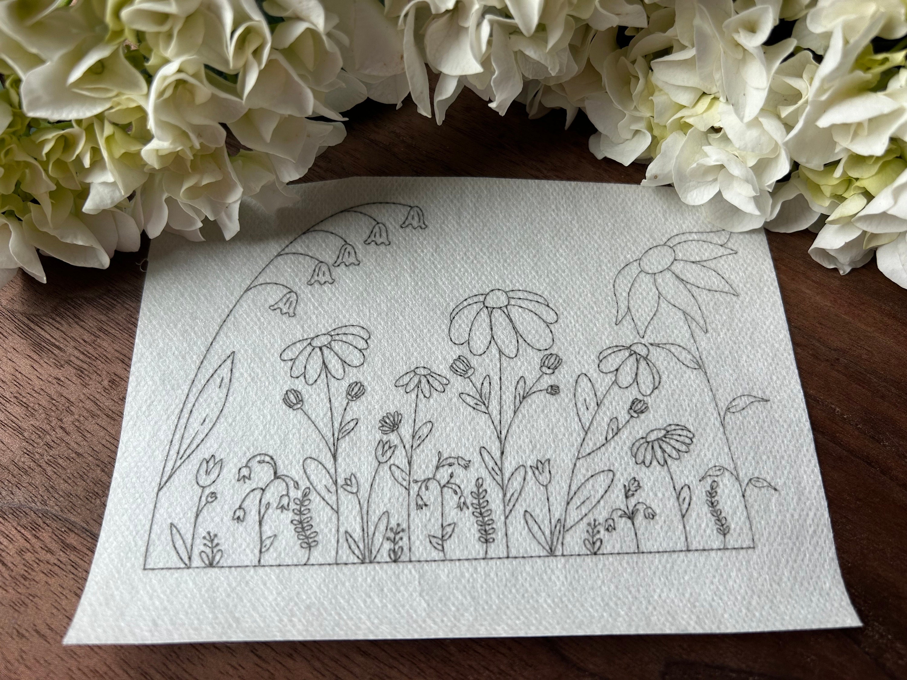 Large Florals Stick and Stitch Pack / Pattern Transfer Patch / Peel and ...