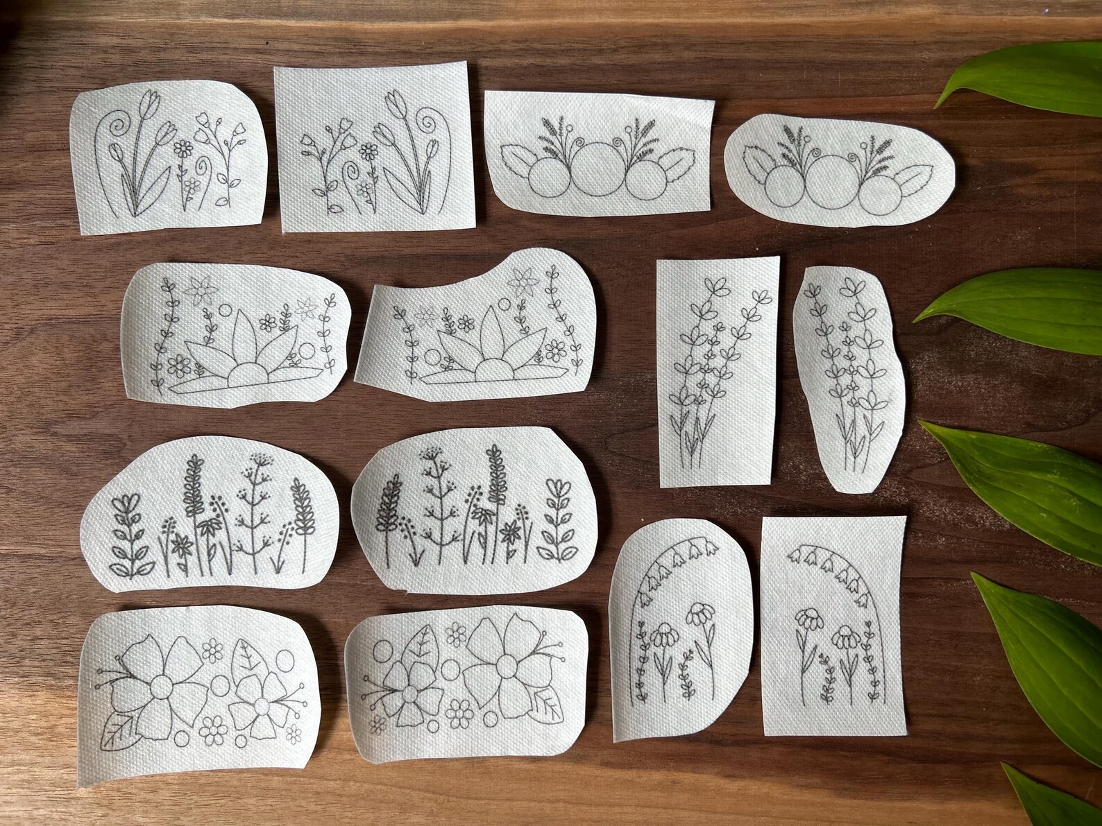 Floral Stick and Stitch Hand Embroidery Templates: 7 Hand Drawn ...