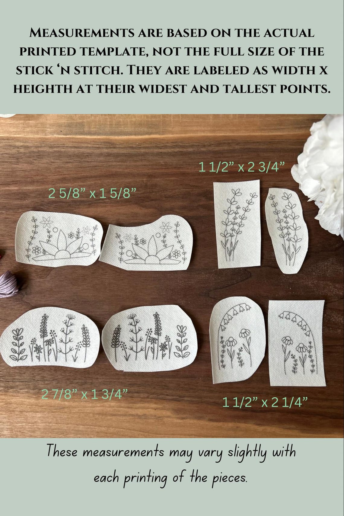Floral Stick and Stitch Hand Embroidery Templates: 7 Hand Drawn ...