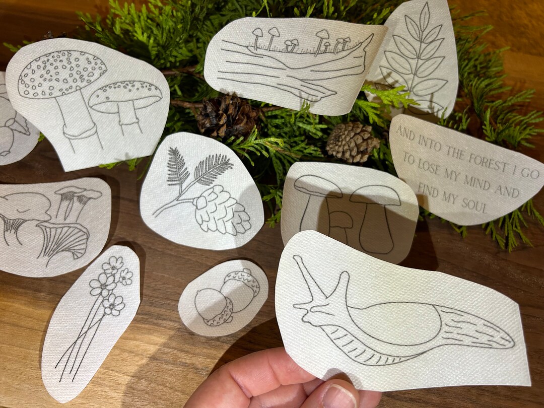 Forest Stick and Stitch Pack / Pattern Transfer Patch / Peel and Stick ...