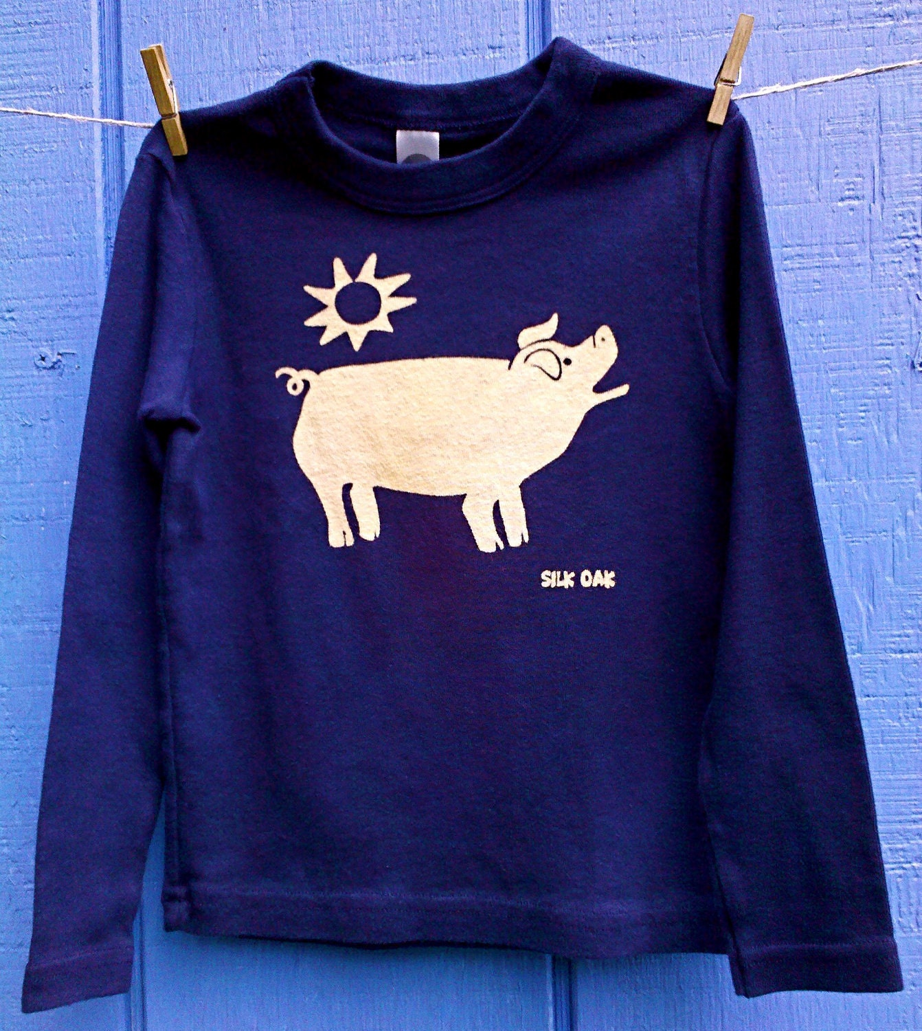 Navy Pig Long Sleeve Kids Tee Sizes 2-12 - Etsy
