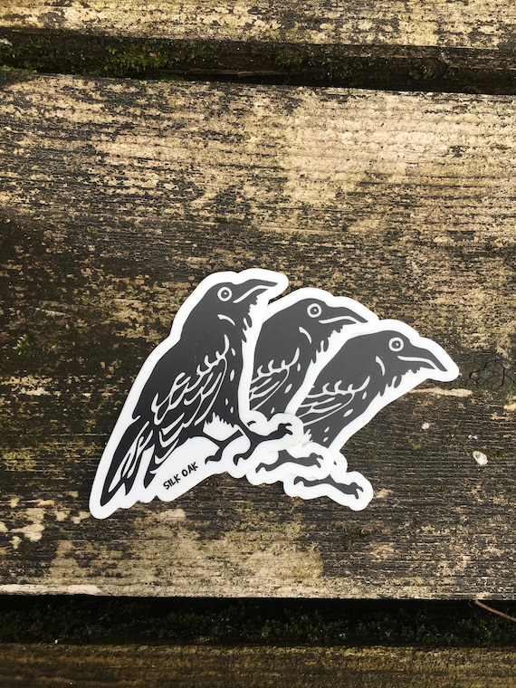 Die-cut Mischievous Raven Sticker Set of 3 Perfect for Laptop | Etsy