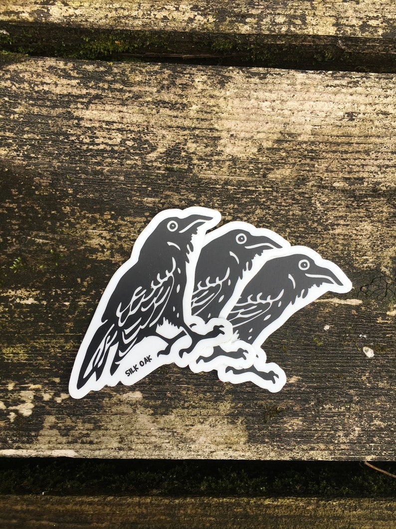 Die-cut Mischievous Raven Sticker Set of 3- Perfect for Laptop or Water ...