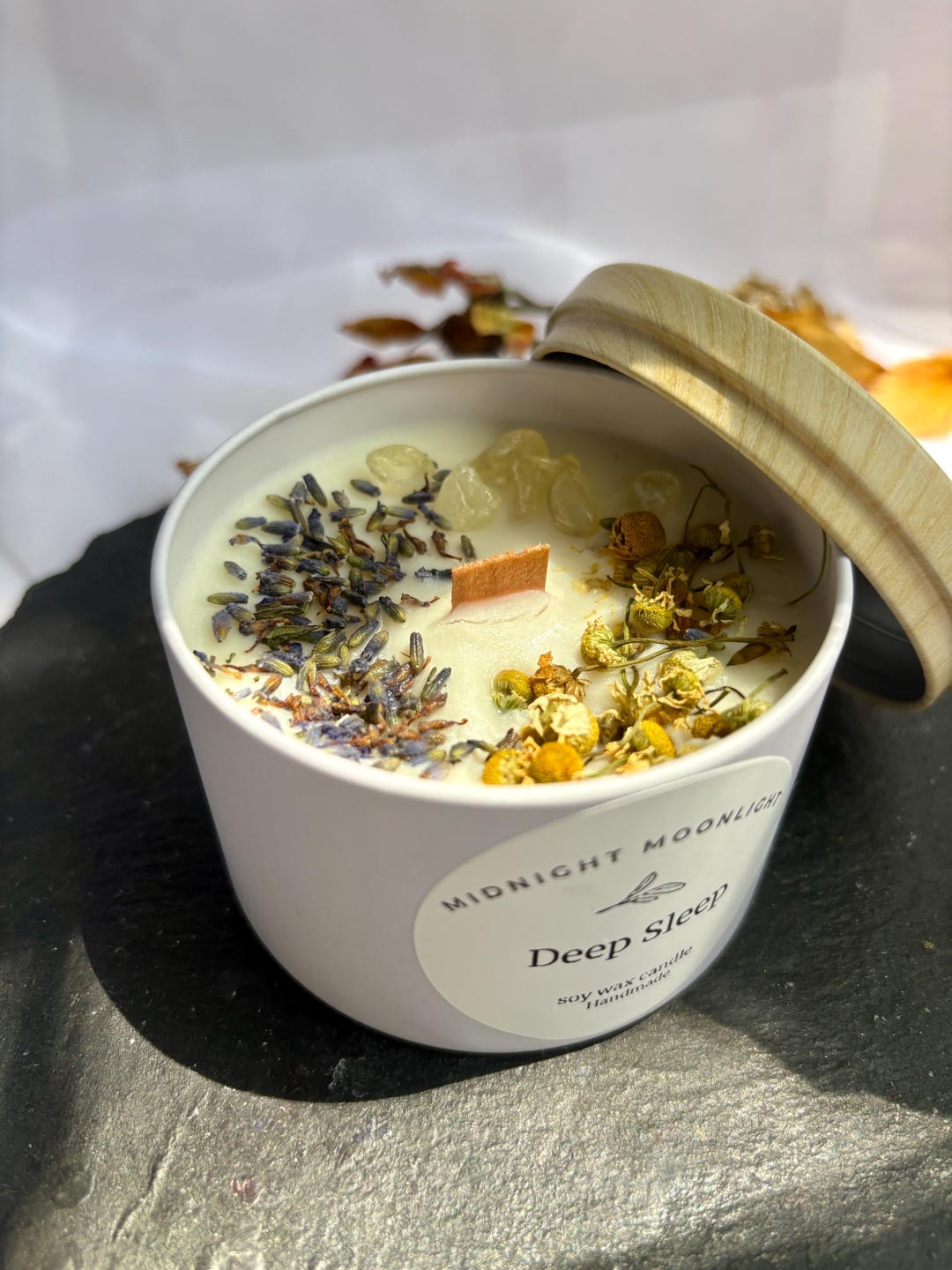 Deep Sleep Candle Lavender Chamomile Soy Wax Candle With Wooden Wick - Etsy