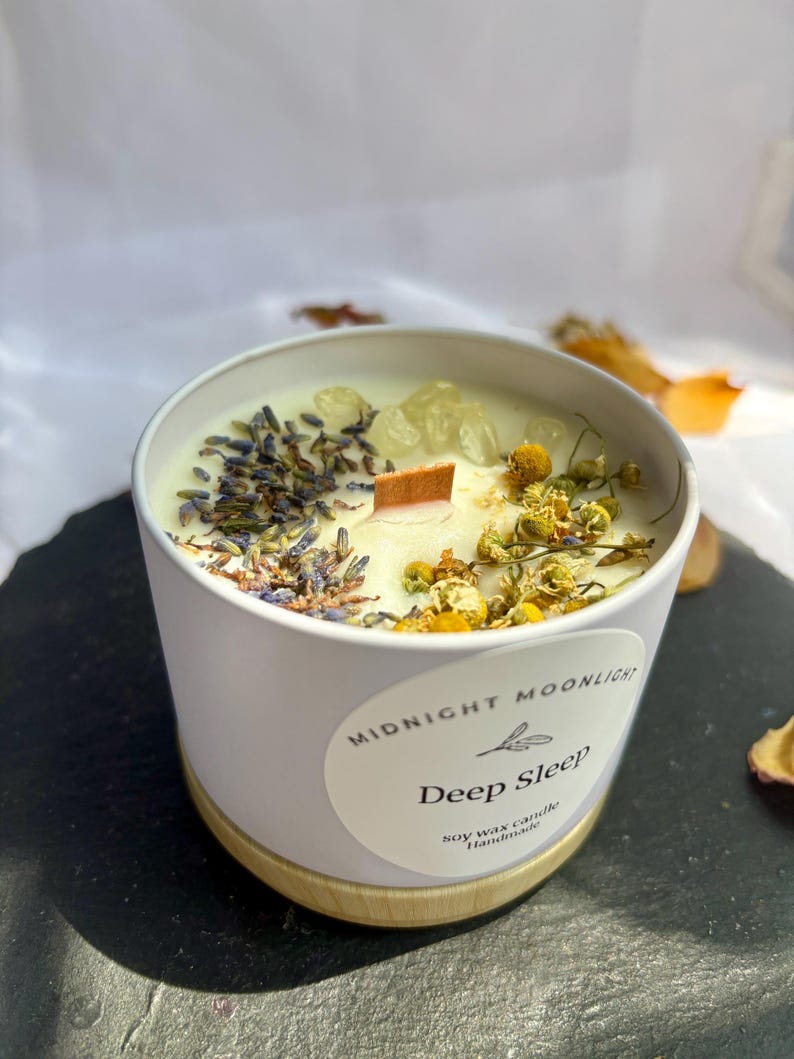 Deep Sleep Candle Lavender Chamomile Soy Wax Candle With Wooden Wick - Etsy