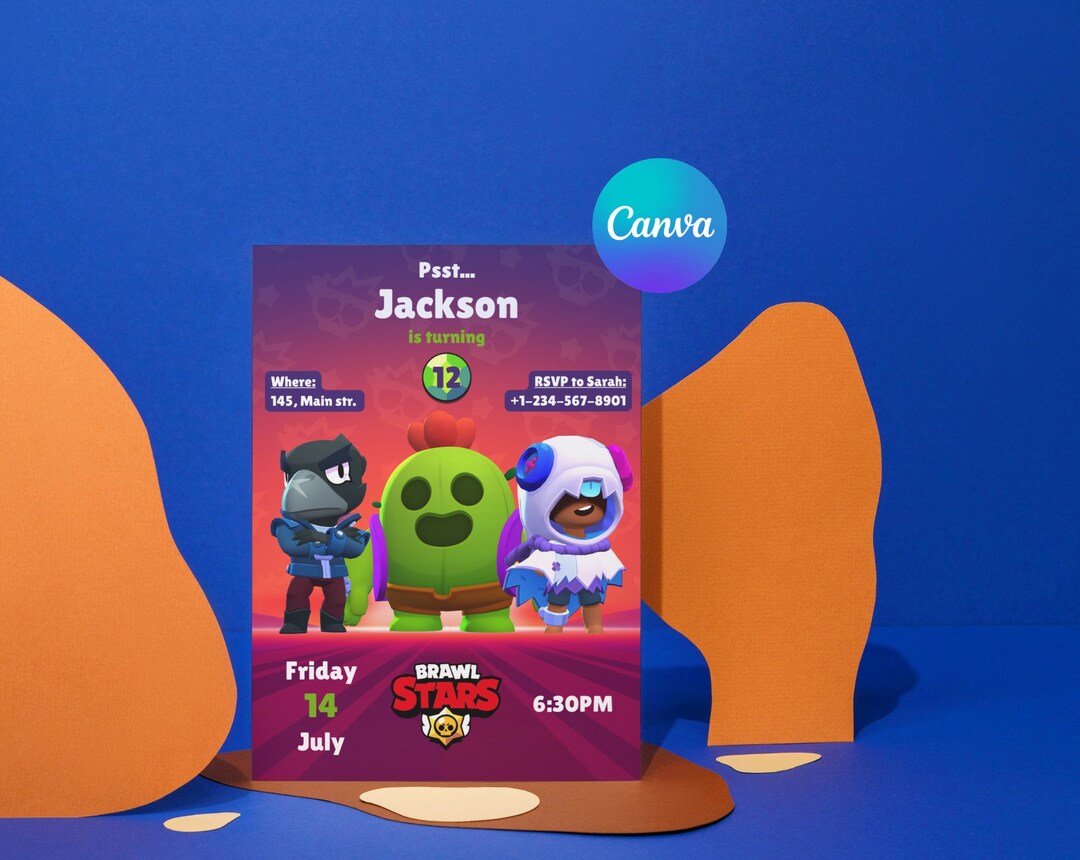 Editable Brawl Stars Birthday Invitation | Brawl Stars Inspired ...