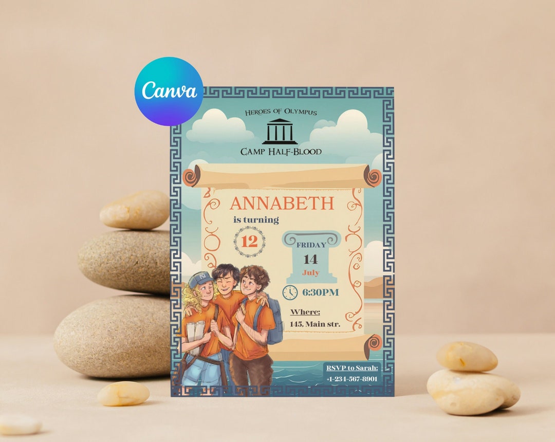 Editable Percy Jackson Birthday Invitation | Camp Half-blood Birthday ...