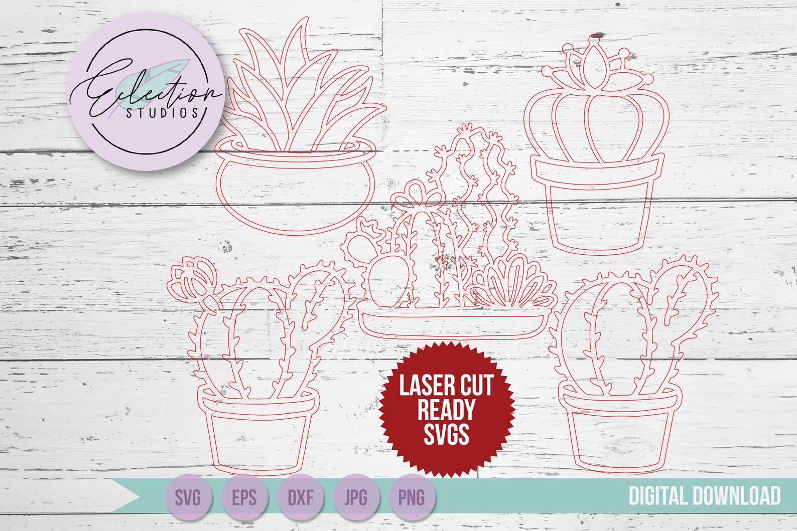 Hand Drawn Cute Cacti SVG Bundle for Crafting and Laser - Etsy
