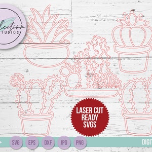 Hand Drawn Cute Cacti SVG Bundle for Crafting and Laser Cutting - Etsy