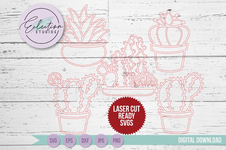 Hand Drawn Cute Cacti SVG Bundle for Crafting and Laser - Etsy