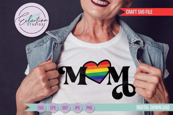 Pride SVG Mom With Pride Flag Heart SVG Rainbow Retro | Etsy