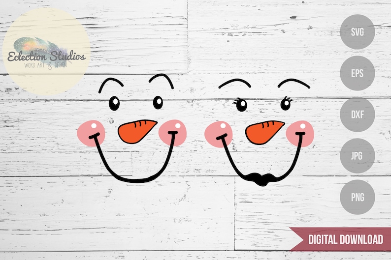 Snowman Face SVG Ornament Svg Snow Woman Snow Couple - Etsy
