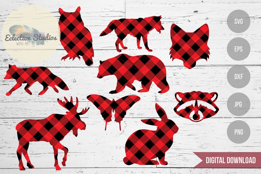 Buffalo Plaid Collection SVG, Woodland Animal, Lumberjack, Hipster Boy ...