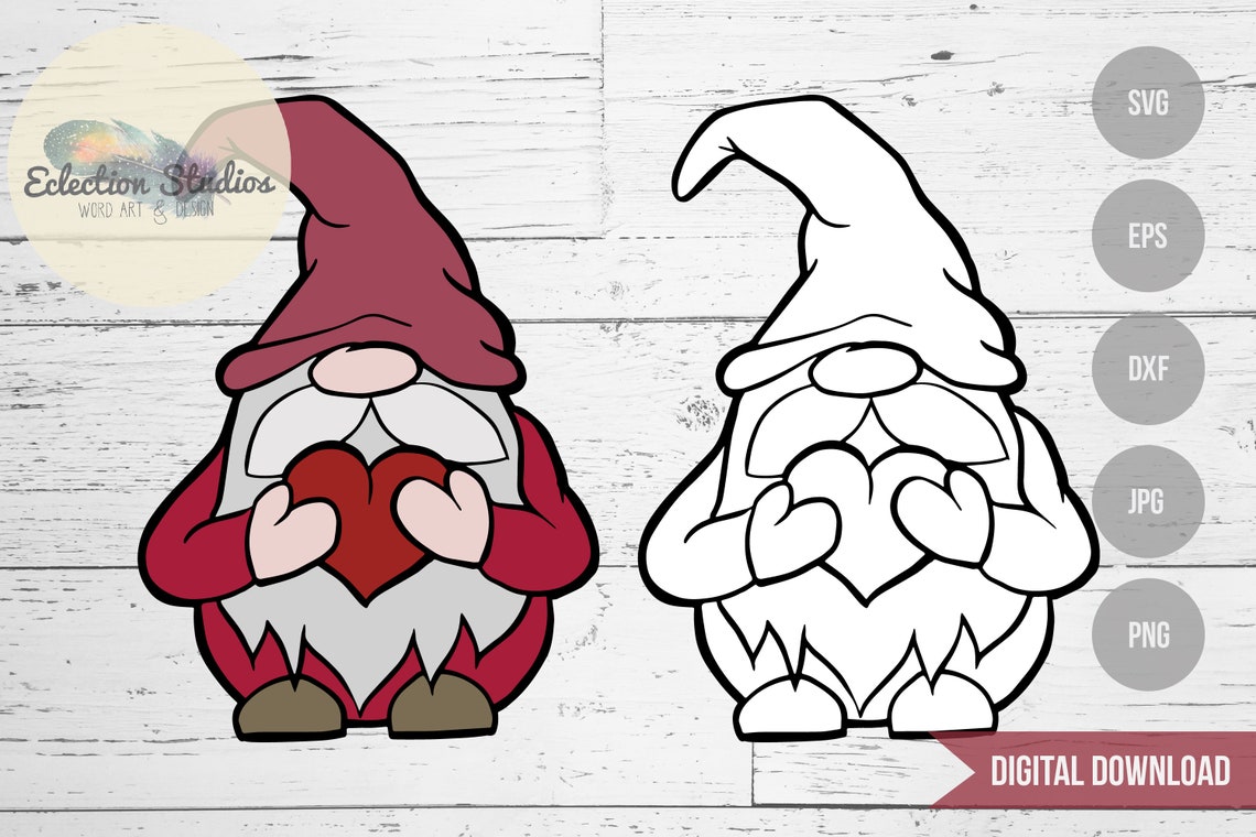 Valentine Gnome Svg Gnome Svg Heart Svg Gnome Holding Etsy