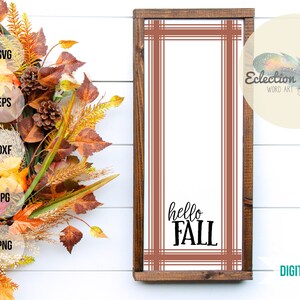 Fall Plaid SVG, Fall SVG, 12x24 Vertical Hello Fall Tartan, Grain Sack ...