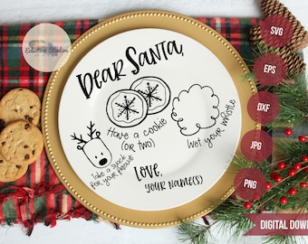 Santa Tray Cookie Plate SVG DXF Png Eps Christmas Cut File - Etsy