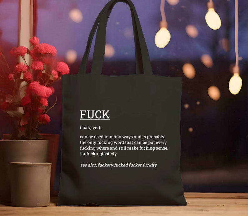 Funny Tote Bag Swearing Adult Humor Gift F*ck Definition Cussing ...