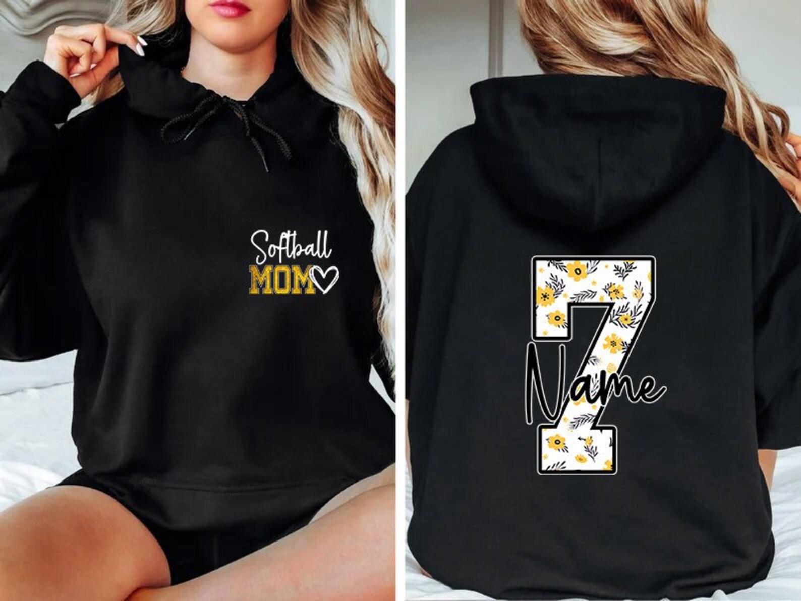 Personalized Softball Mom Hoodie, Custom Name, Mom Gift, Softball Mom ...
