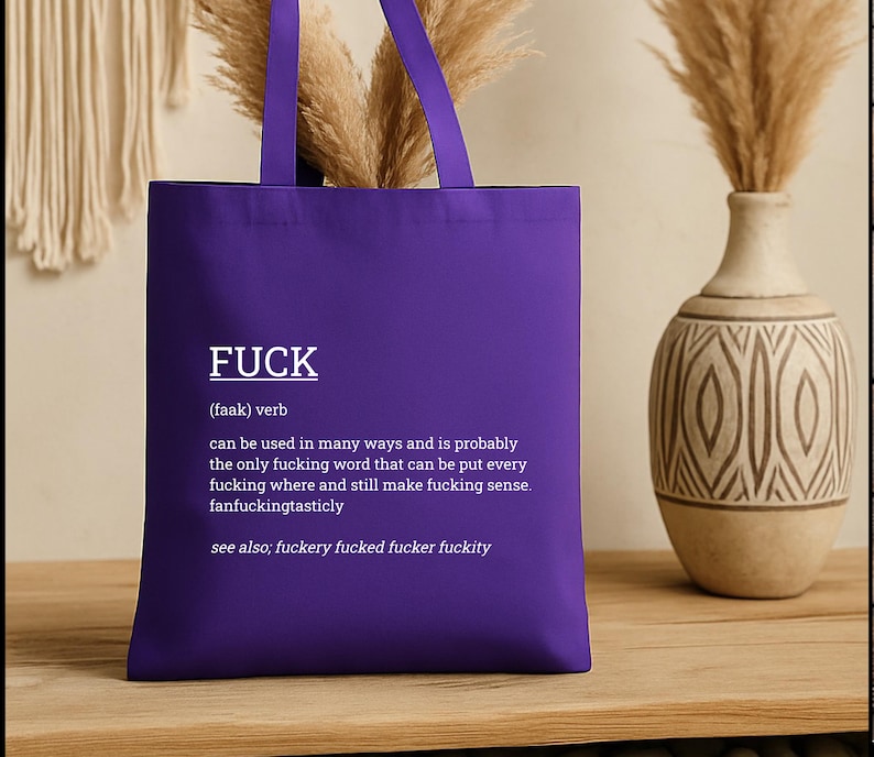 Funny Tote Bag Swearing Adult Humor Gift F*ck Definition Cussing ...