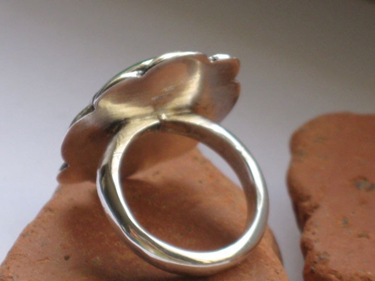 Green Agate Gemstone Silver Flower Ring Statement Jewelry - Etsy