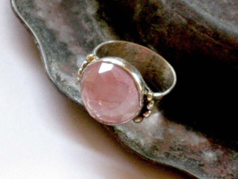 Pink Stone RingSilver Gold RingTwo Tones RingCherry | Etsy
