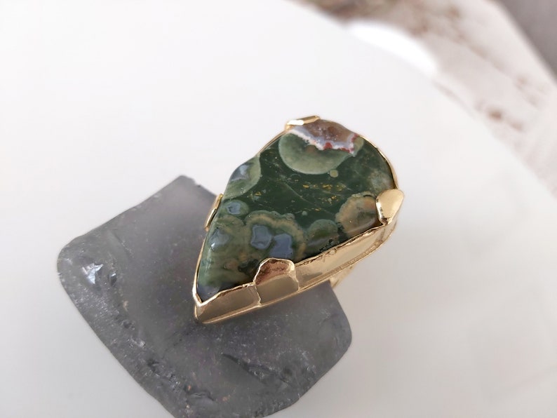 Large Jasper Ringgreen Jaspergold Ringgold Stone - Etsy