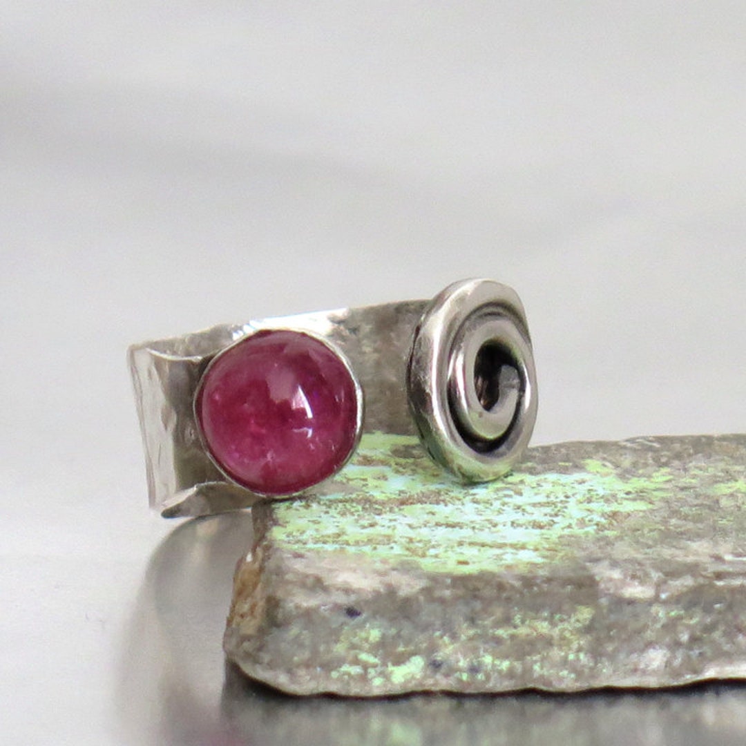 Handmade Sterling Silver Tourmaline Ring: Open Adjustable Gemstone Ring ...