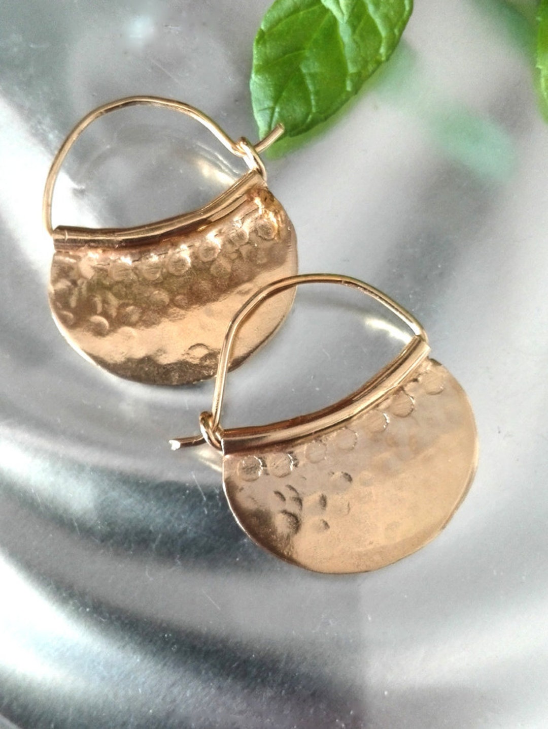 Hammered Gold Earrings, Gold Hoops, Textured Hoops,rustic Hoop Earrings ...