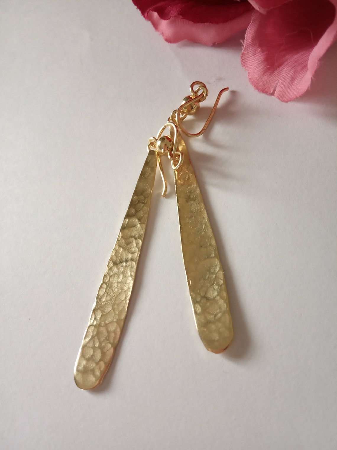 Long Gold Earrings Lightweight Earrings Minimalist Dangles - Etsy
