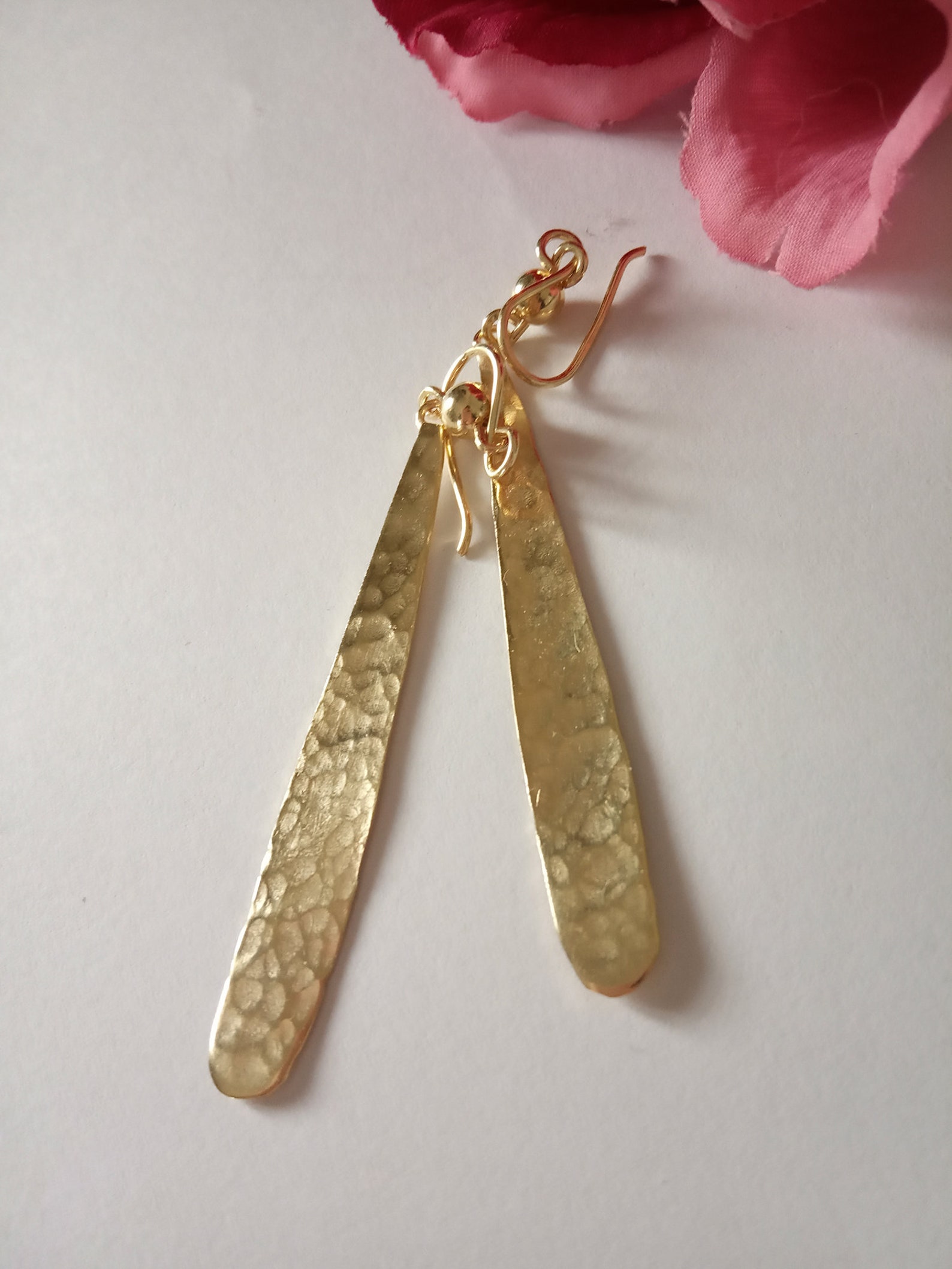 Long Gold Earrings Lightweight Earrings Minimalist Dangles - Etsy