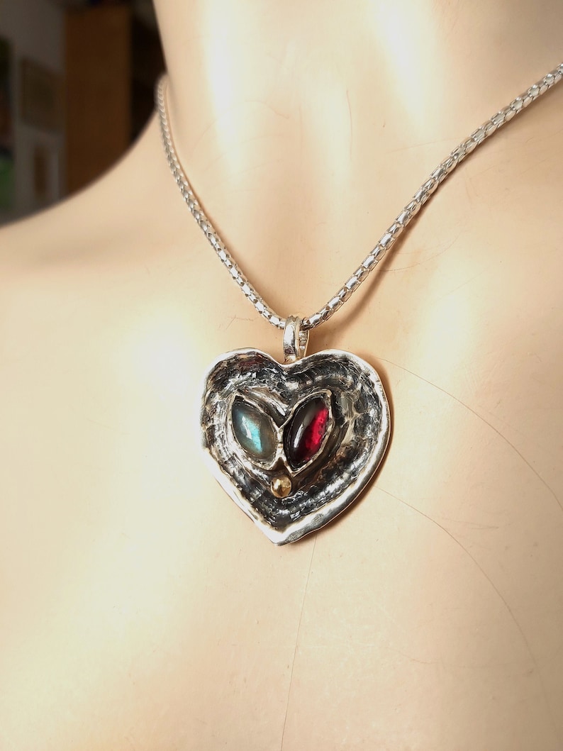 Silver Heart Necklace Silver Heart Pendant Love Necklace | Etsy