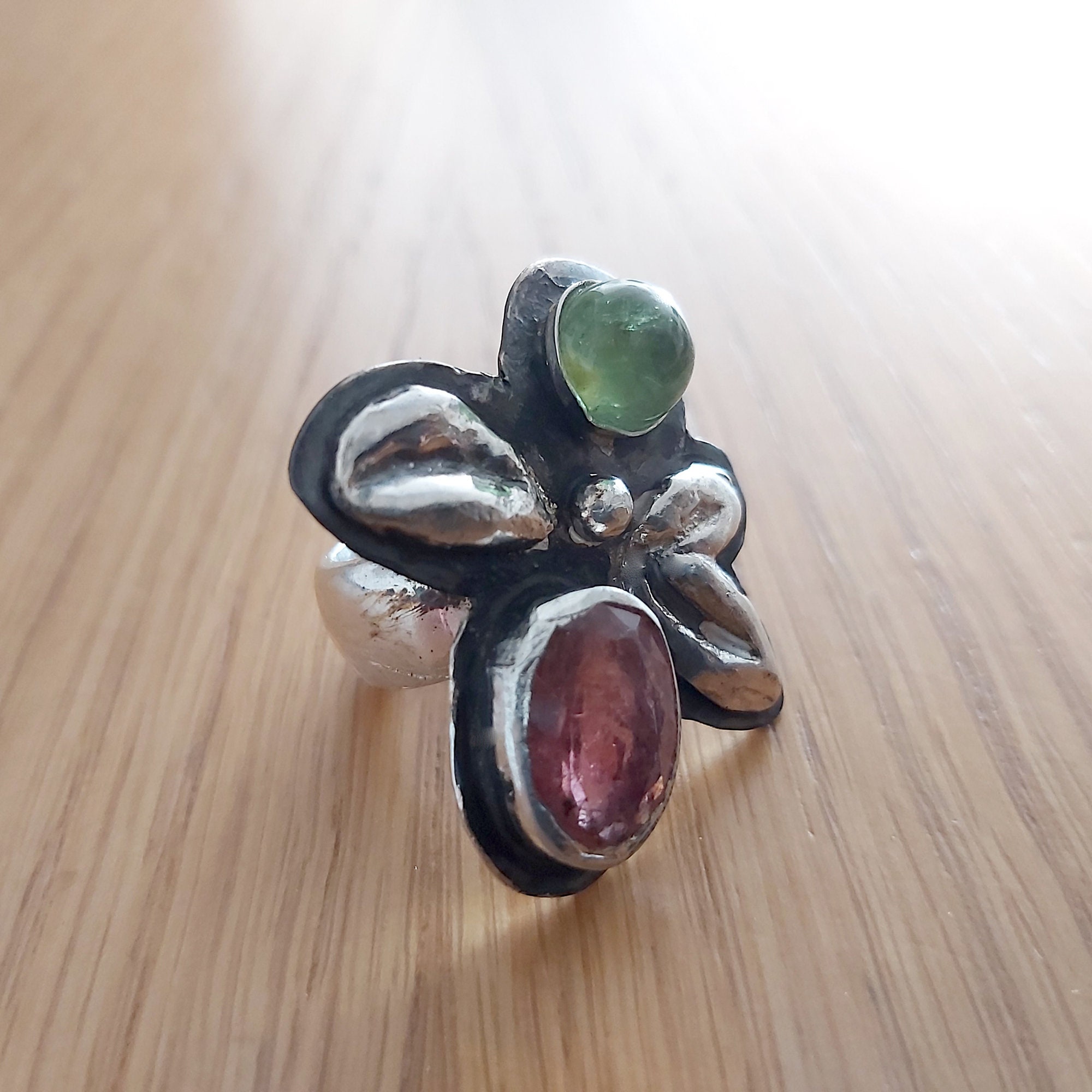 Tourmaline Stone Ring. Statement Ring.two Stone | Etsy