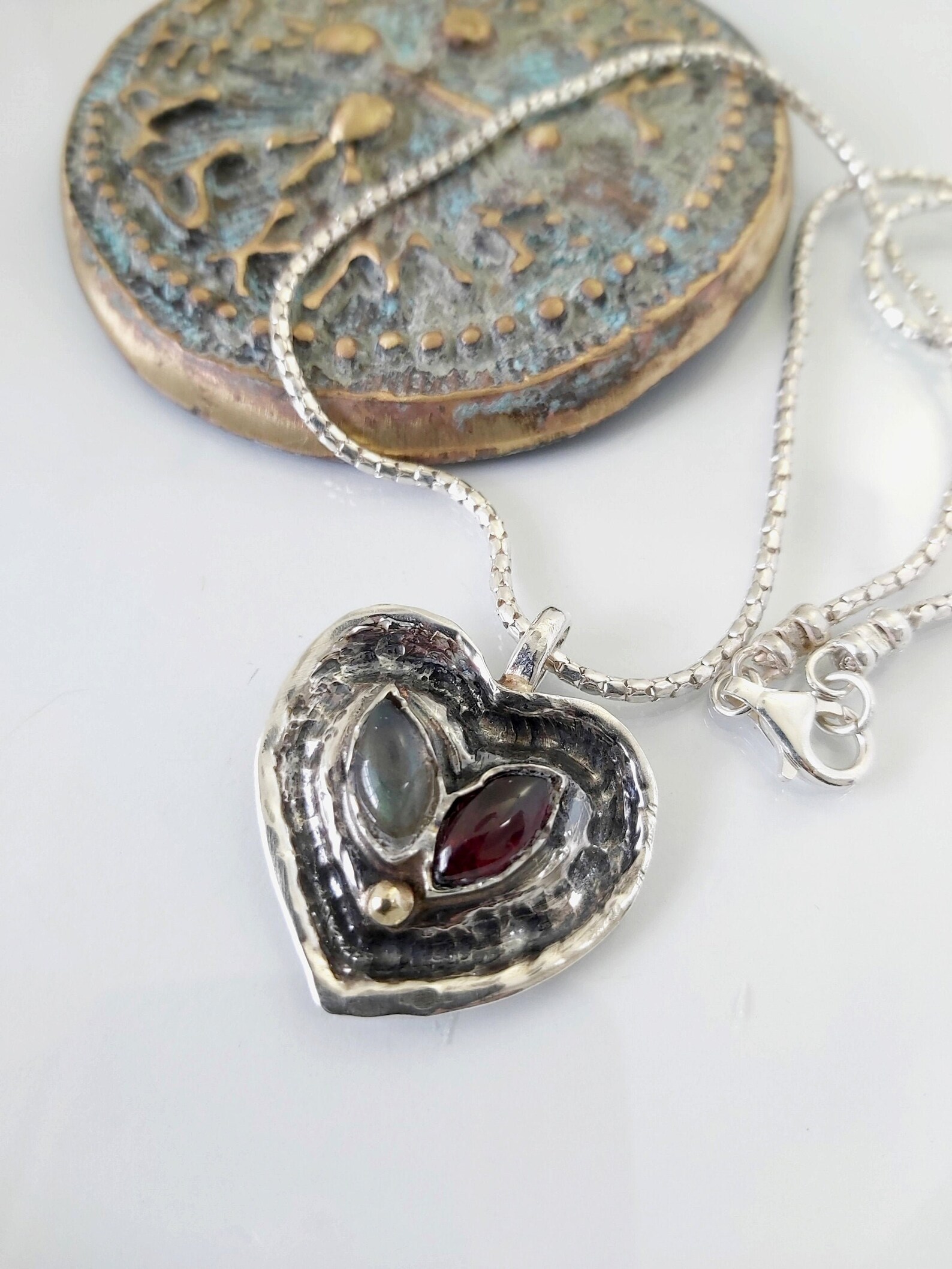 Silver Heart Necklace Silver Heart Pendant Love Necklace | Etsy