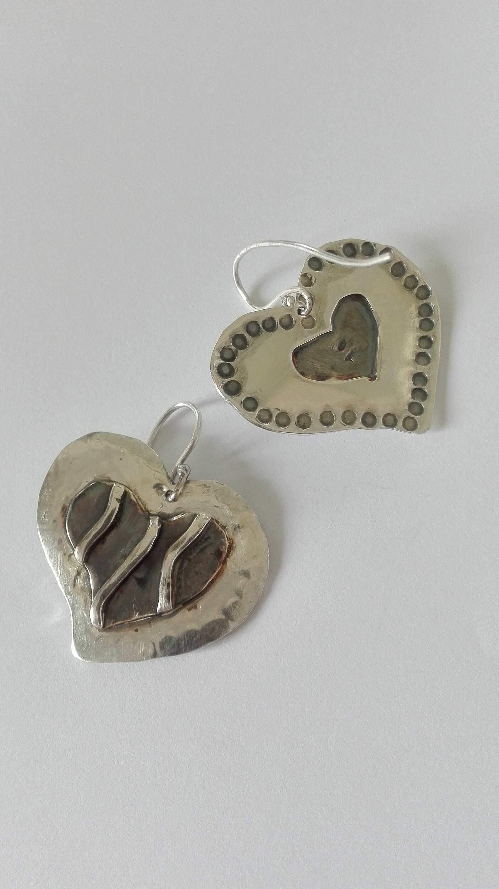 Dangle Heart Earrings Silver Heart Earring Silver Drop | Etsy