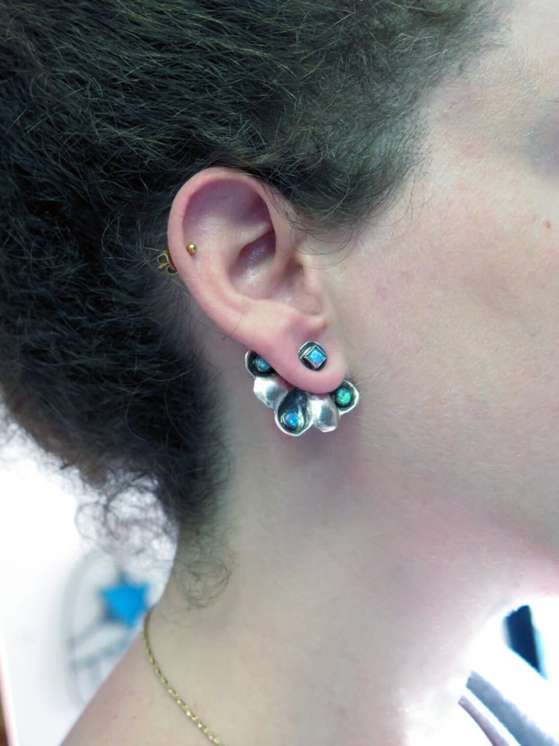 Opal Earrings Bohemian Ear Jackets Opal Jewelry Bohemian - Etsy