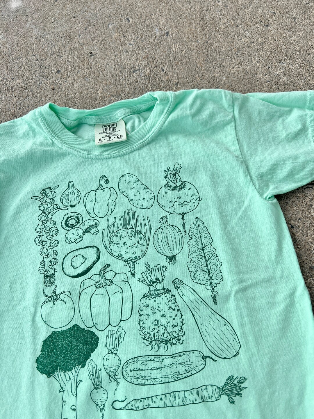Youth Vegetables Shirt Mint Green Screen Print Toddler Vegan Tshirt ...