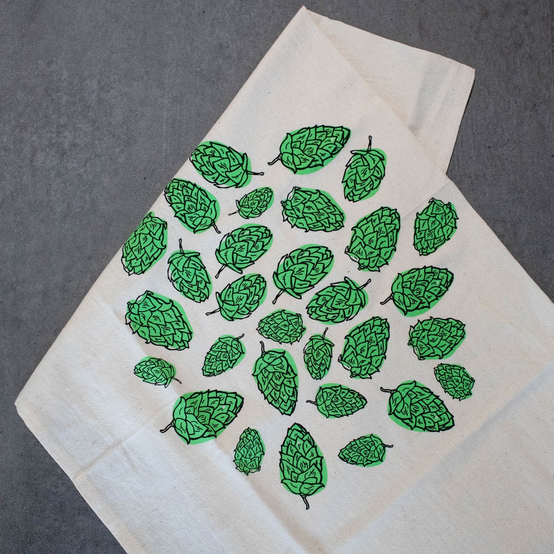 Tea Towel Kitchen Towel With Hops Screen Print Brewer Beer Lover - Etsy