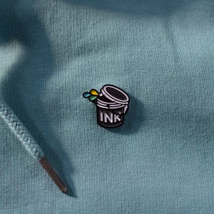 BLUE YELLOW GREEN Ink Bucket Enamel Pin for Printmakers and Screen ...