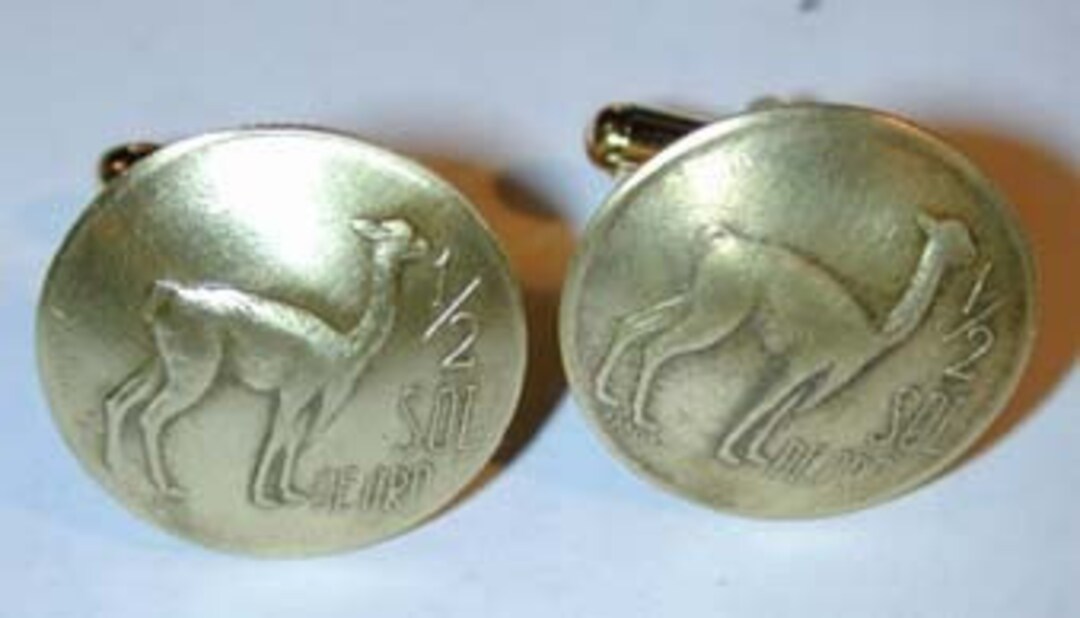 Peru Llama Golden Coin Cuff Links - Etsy
