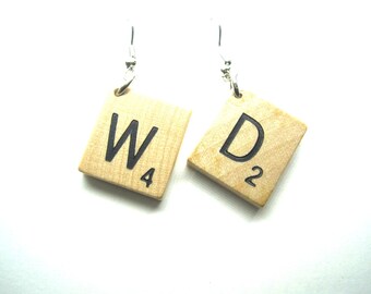 Scrabble Tile Earrings - Etsy