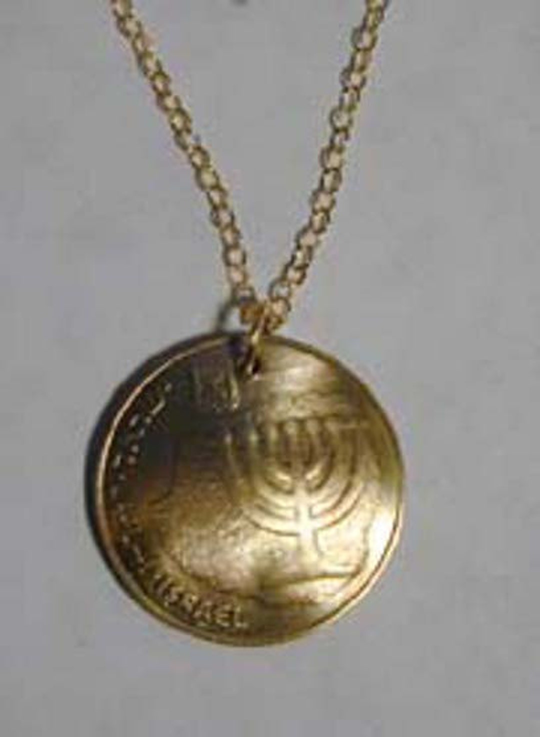 Antique Israeli Golden Menorah Coin Necklace - Etsy