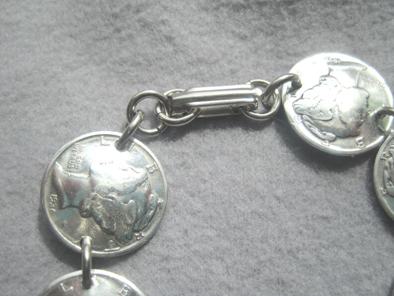 Silver Mercury Dime Bracelet-drilled Side-by-side-nicely Domed-7.5 ...
