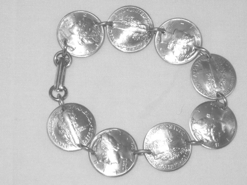 Silver Mercury Linked Dime Bracelet-nicely Domed-free Shipping - Etsy