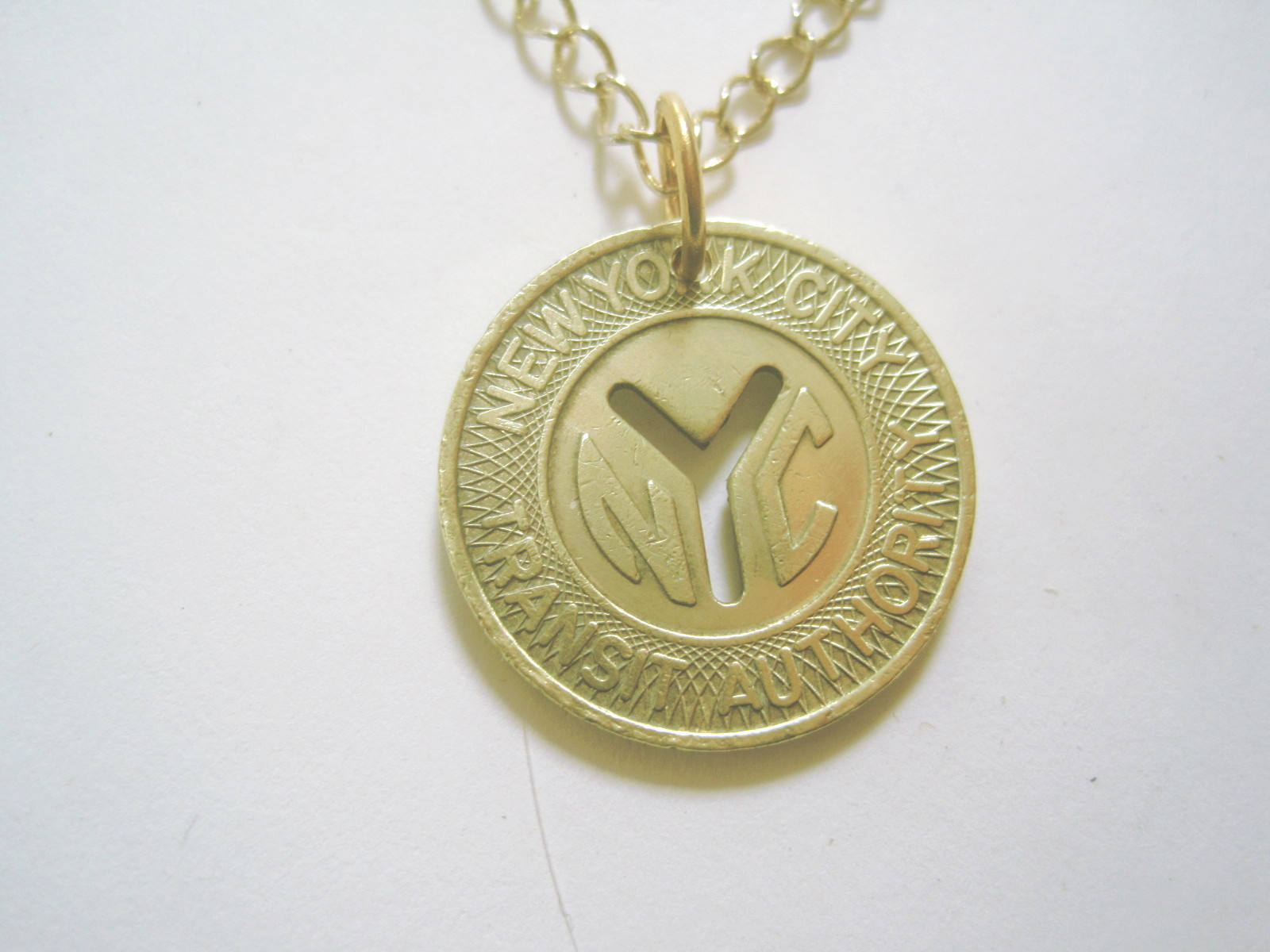 Vintage Brass Subway Token Necklace - Etsy