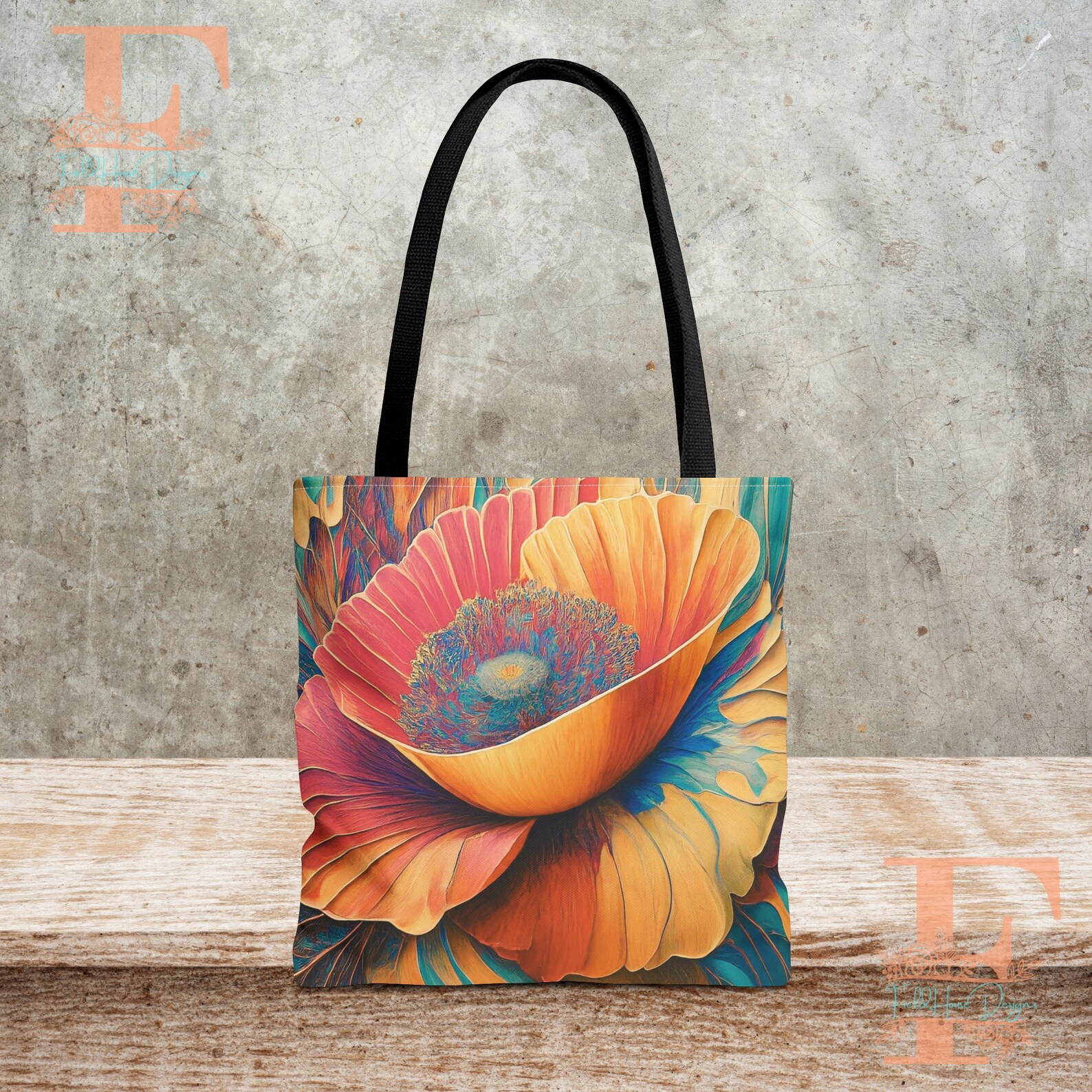 Maximalist Retro Poppy Large Tote Bag AOP - Etsy