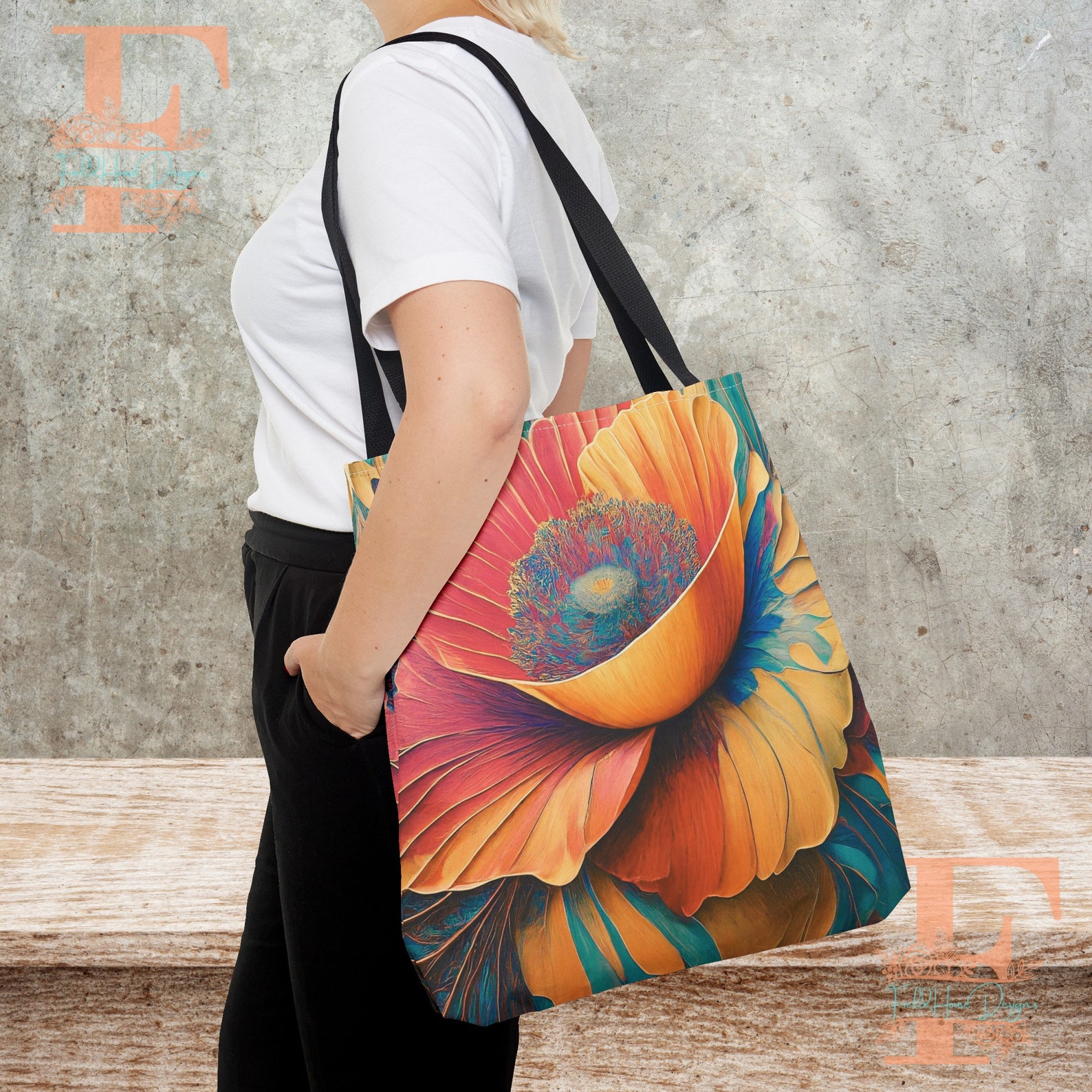 Maximalist Retro Poppy Large Tote Bag AOP - Etsy