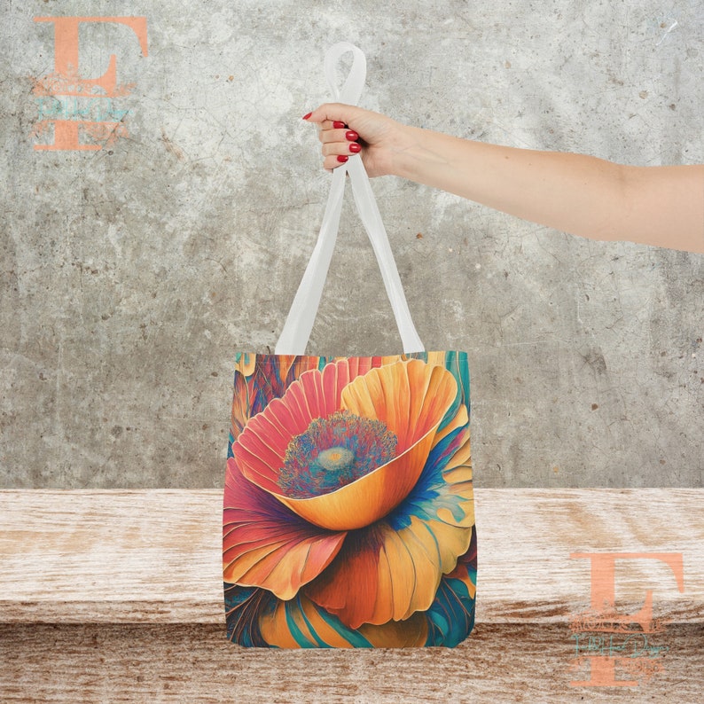 Maximalist Retro Poppy Large Tote Bag AOP - Etsy