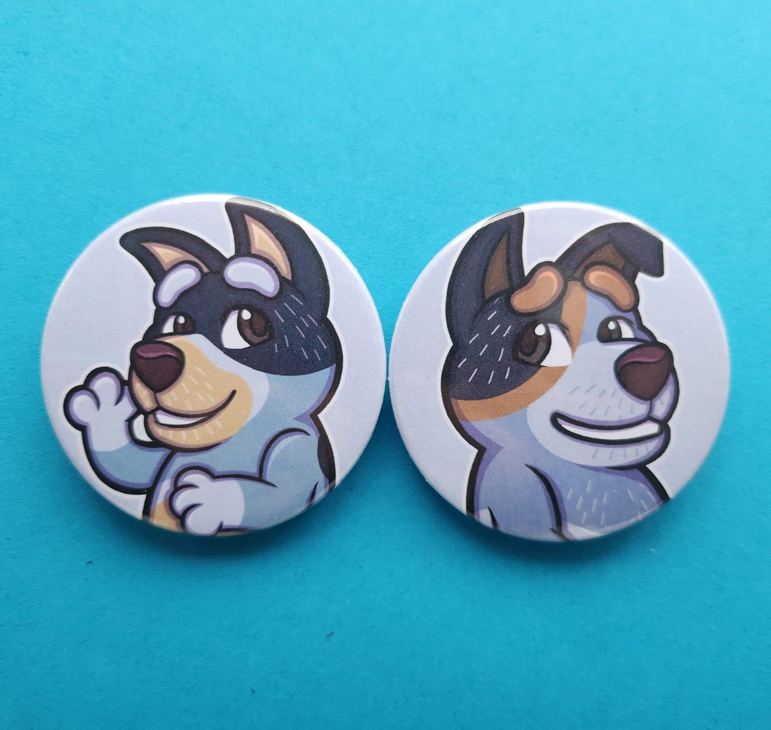 Bluey Dad Bandit and Uncle Stripe Heeler Dog 45mm Badge - Etsy